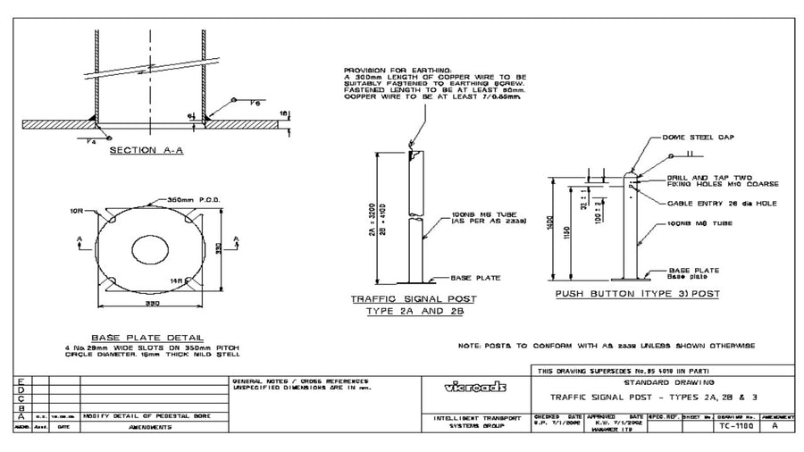 TC-1100 A Traffic Signal Post - Types 2A, 2B & 3