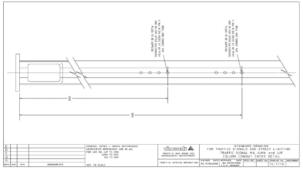 TC-1110 Traffic Signals MA's, JUP's & JUMA's Column Conduit Entry Deta