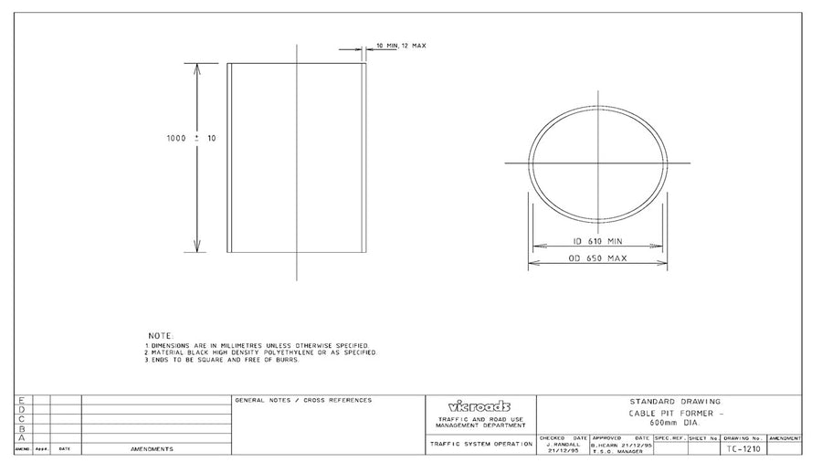 TC-1210 Cable Pit Former - 600 mm Dia