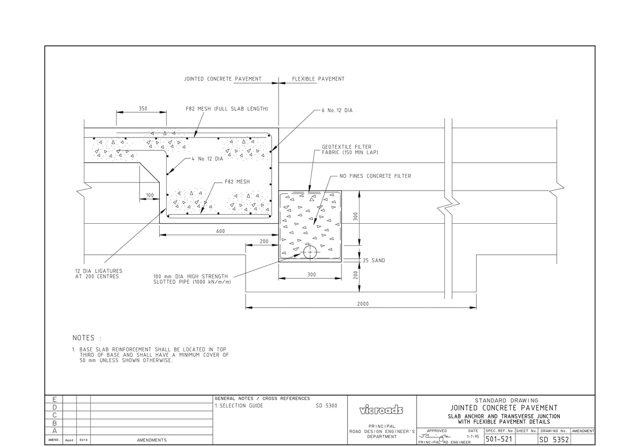 SD-5352 - Jointed Concrete Pavement - Slab Anchor and Transverse Junct