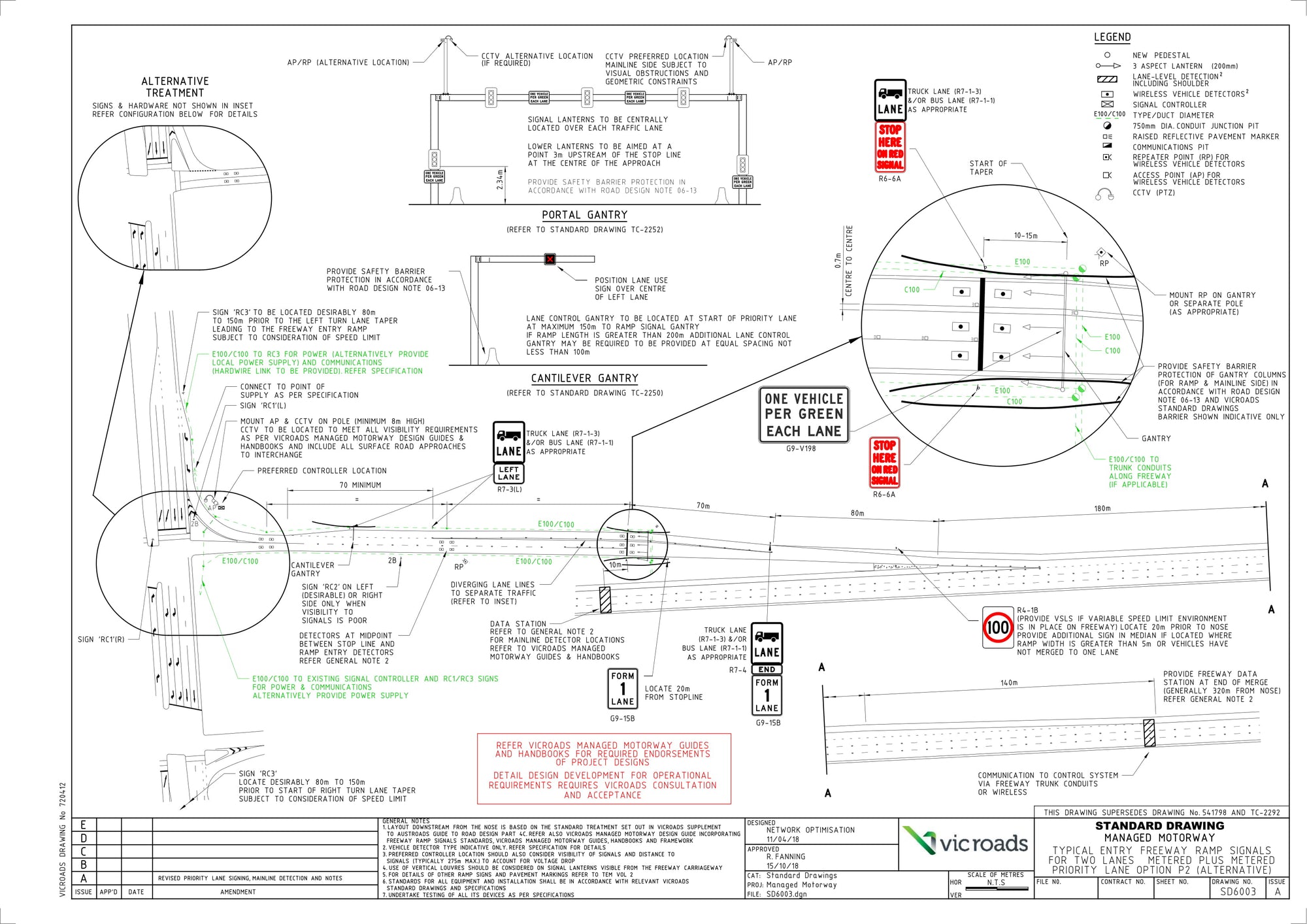 SD-6003 - Typical entry Freeway Ramp Signals for two lanes metered plu