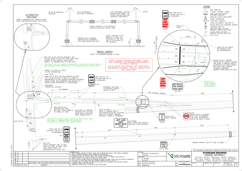 SD-6002 - Typical entry Freeway Ramp Signals for two lanes metered plu