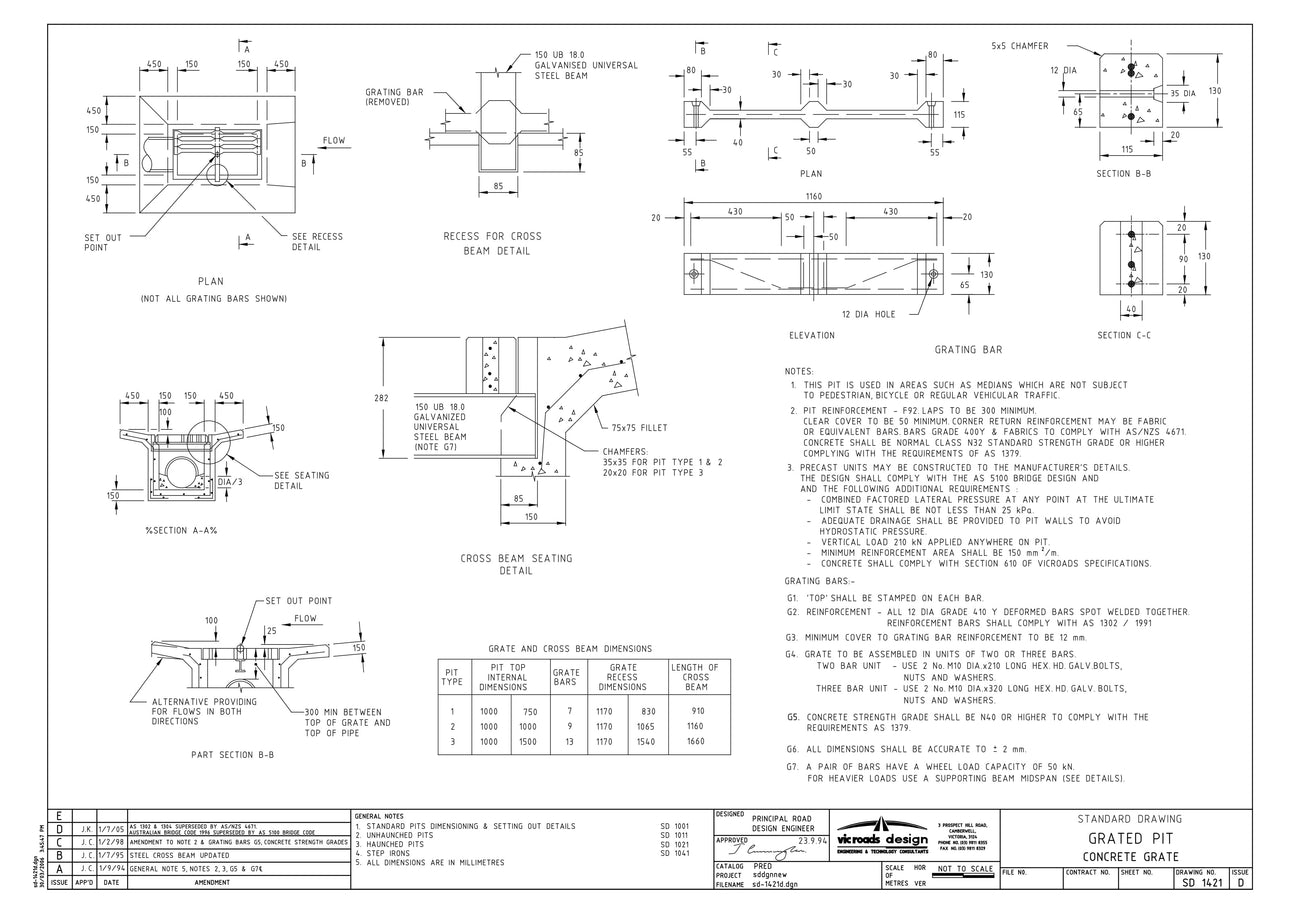 SD-1421 - Grated Pit - Concrete Grate