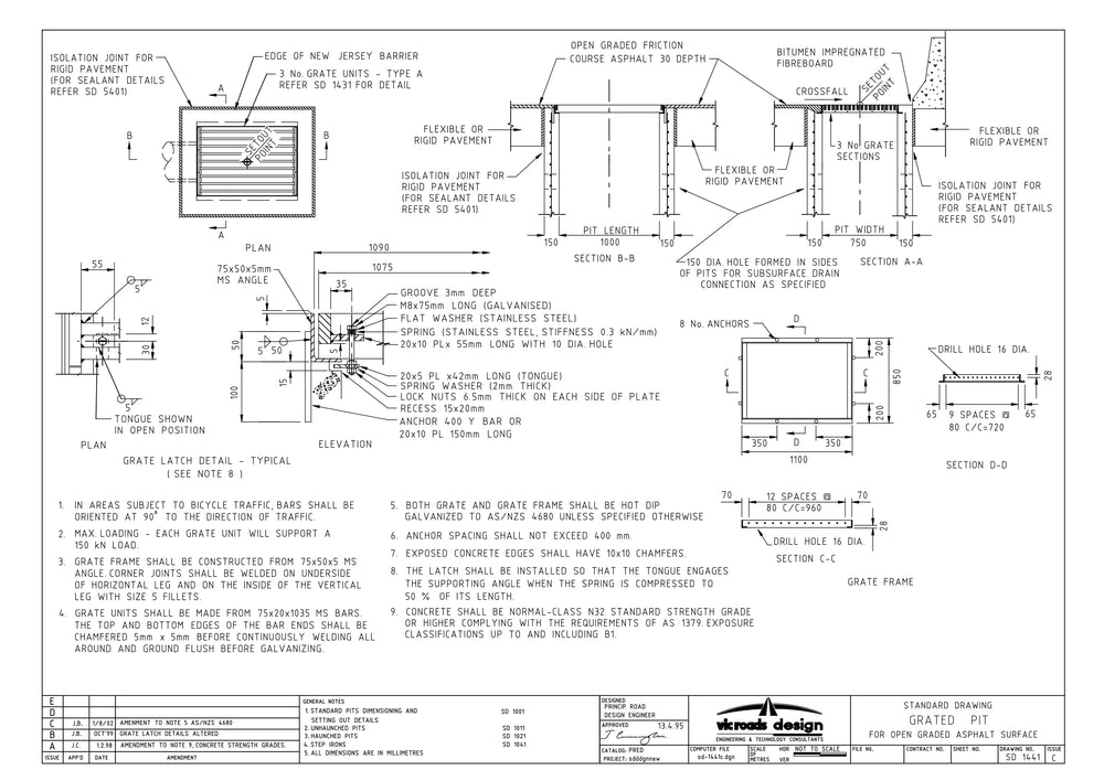 SD-1441 - Grated Pit - For Open Graded Asphalt Surface