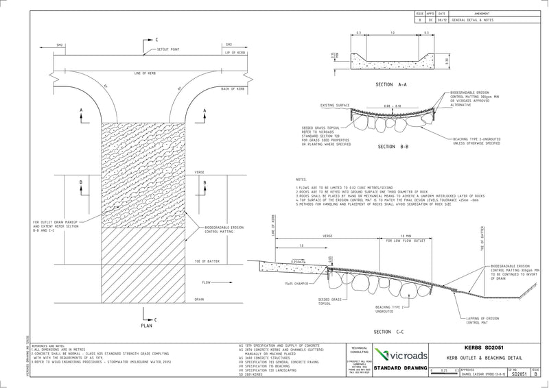 SD-2051 - Kerb Outlet & Beaching Detail