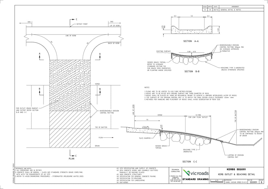 SD-2051 - Kerb Outlet & Beaching Detail