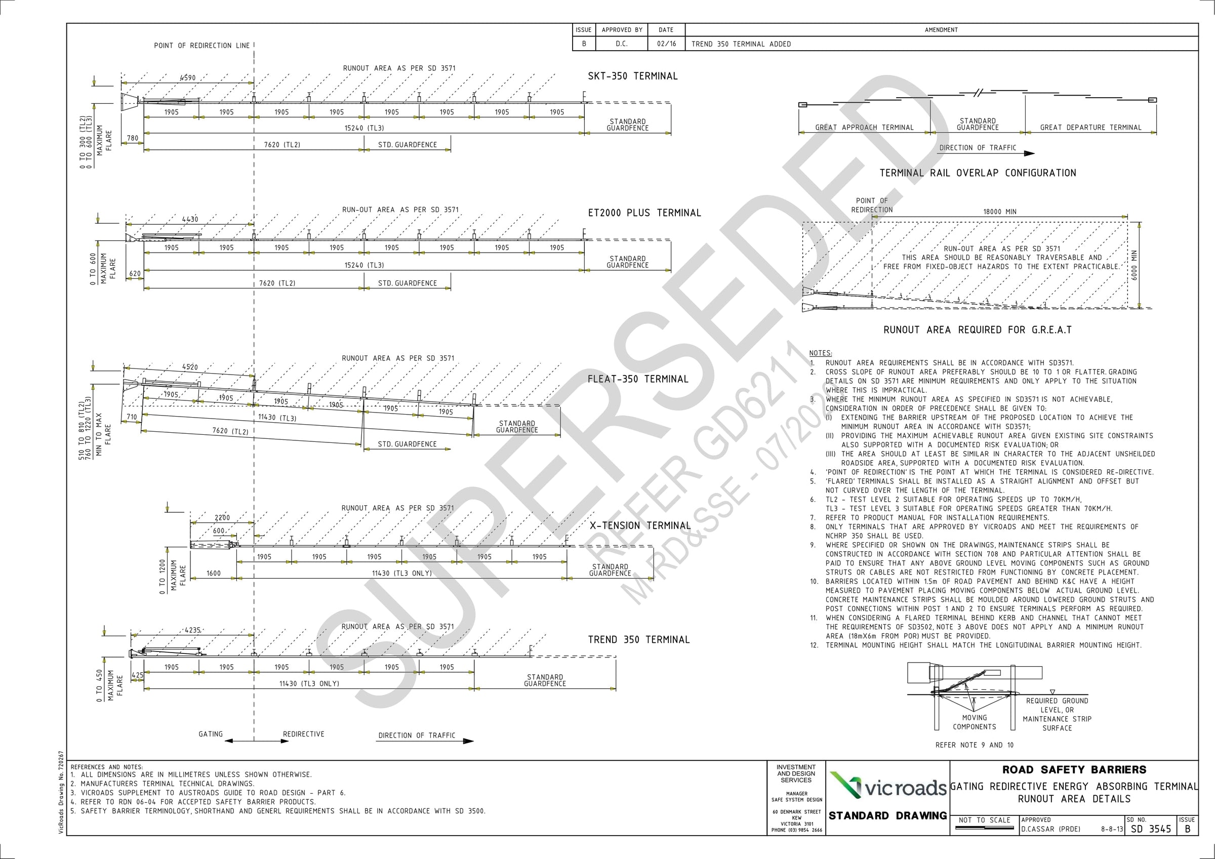 SD-3545 - Gating Redirective Energy Absorbing Terminal Runout Area Det