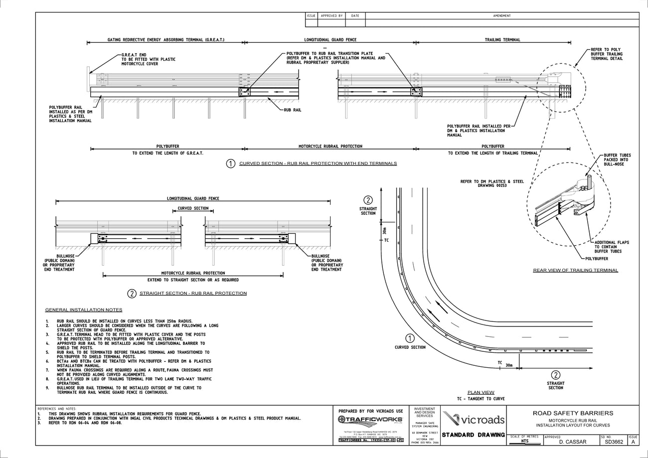 SD3662 - Motorcycle Rub Rail Installation Layout for Curves