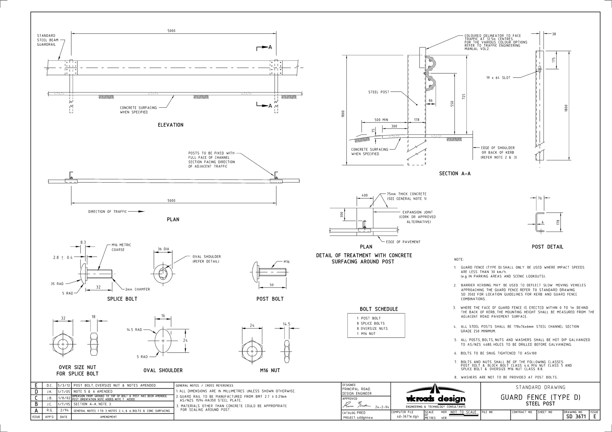 SD-3671 - Guard Fence (Type D) - Steel Post
