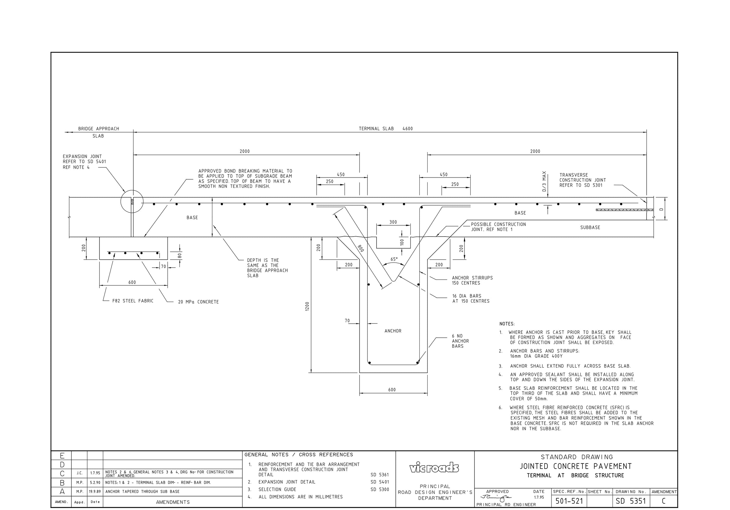 SD5351 - Jointed Concrete Pavement - Terminal at Bridge Structure