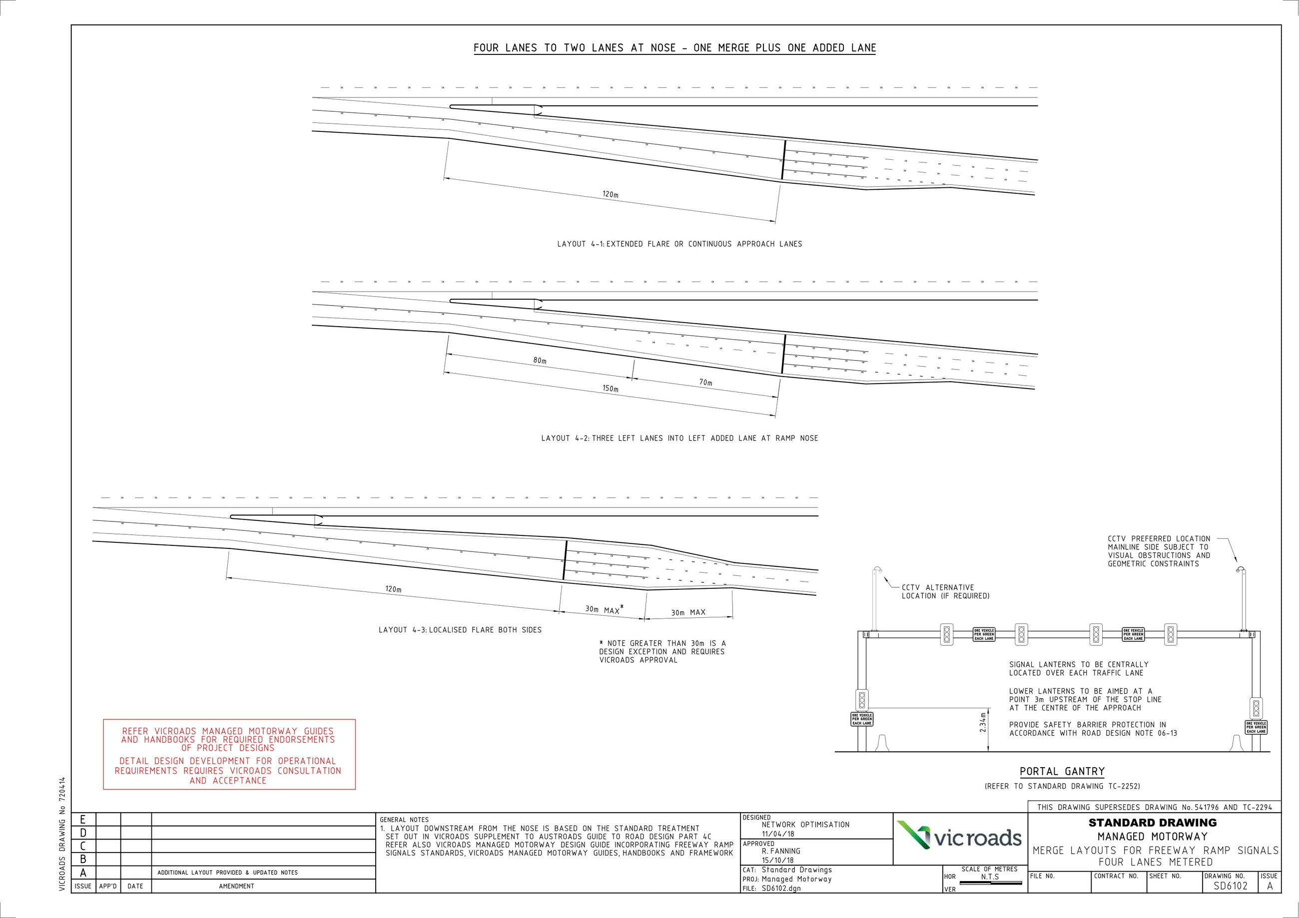 SD-6102 - Merge layouts for Freeway Ramp Signals four lane metered