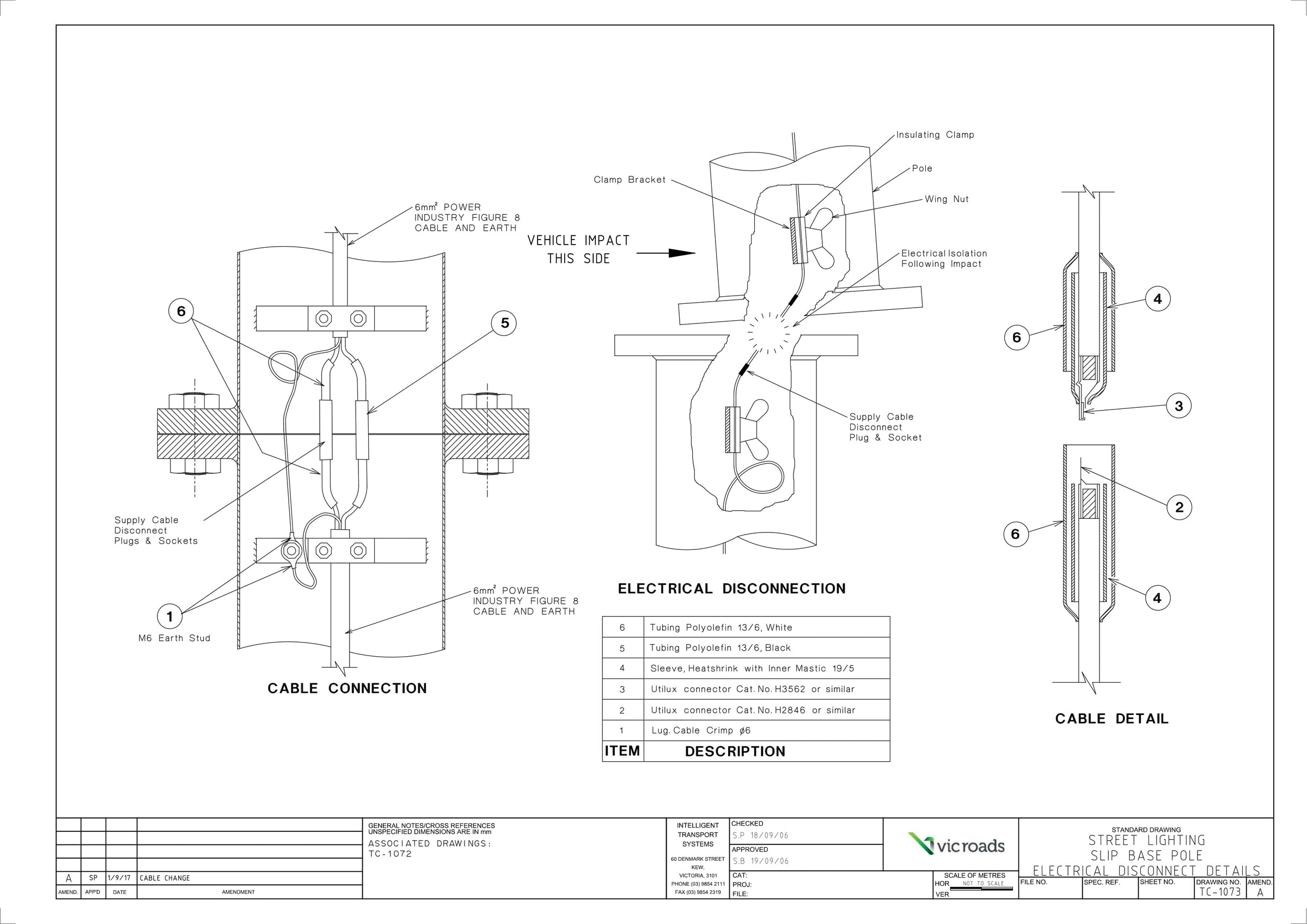 TC-1073 A Street Lighting - Slip Base Pole - Electrical Disconnect Det