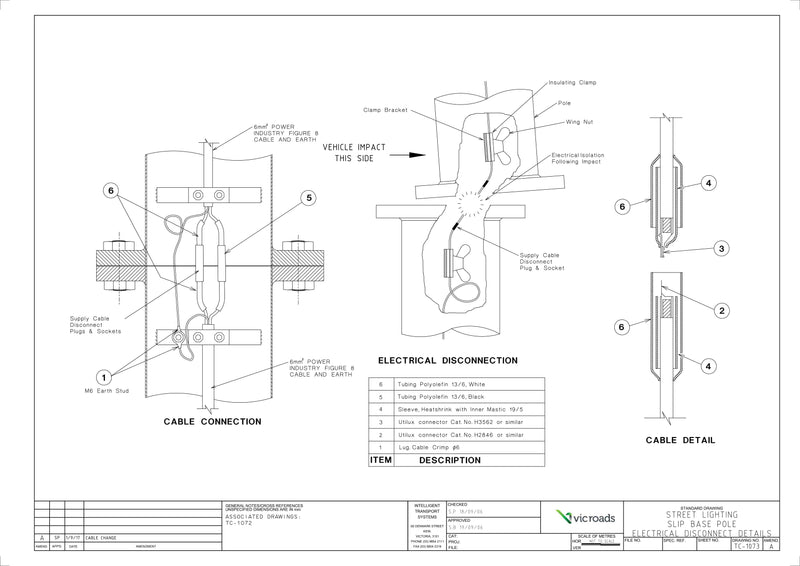 TC-1073 A Street Lighting - Slip Base Pole - Electrical Disconnect Det