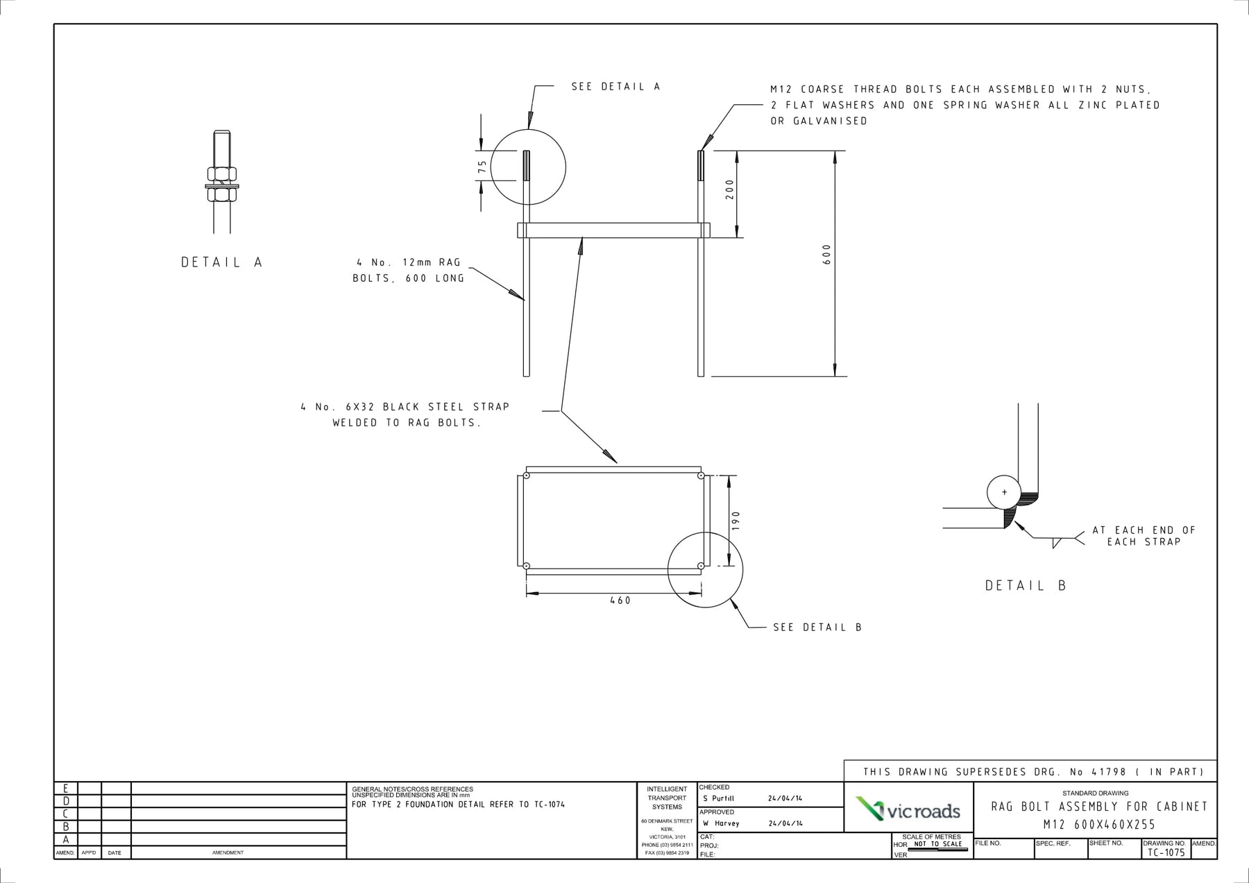 TC-1075- Rag Bolt Assembly For Cabinet